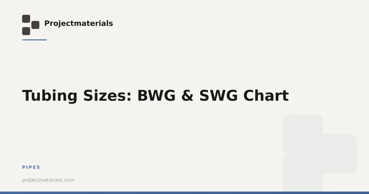 Tubing Sizes: BWG & SWG Chart | Projectmaterials