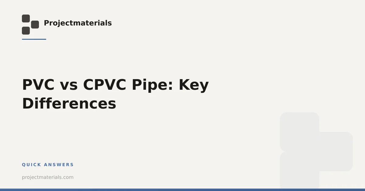 PVC vs CPVC Pipe: Key Differences | Projectmaterials