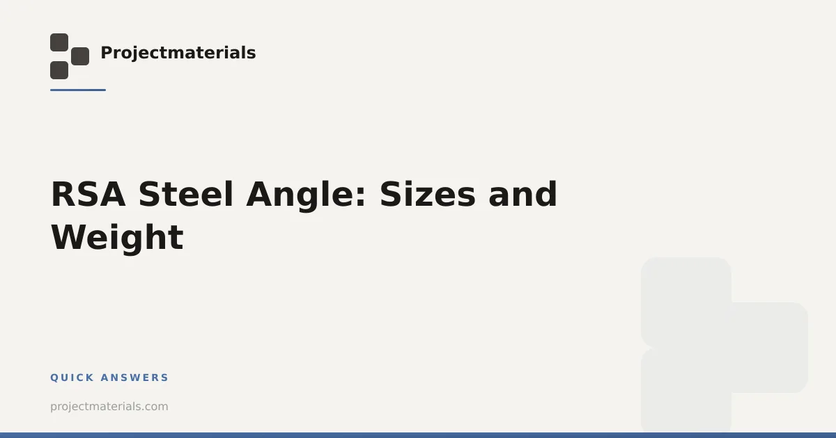 RSA Steel Angle: Sizes and Weight | Projectmaterials