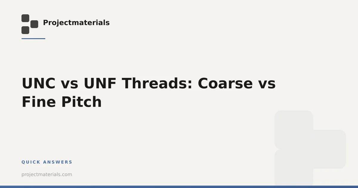 UNC vs UNF Threads: Coarse vs Fine Pitch | Projectmaterials
