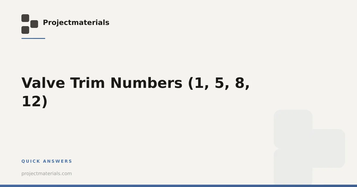Valve Trim Numbers (1, 5, 8, 12) | Projectmaterials