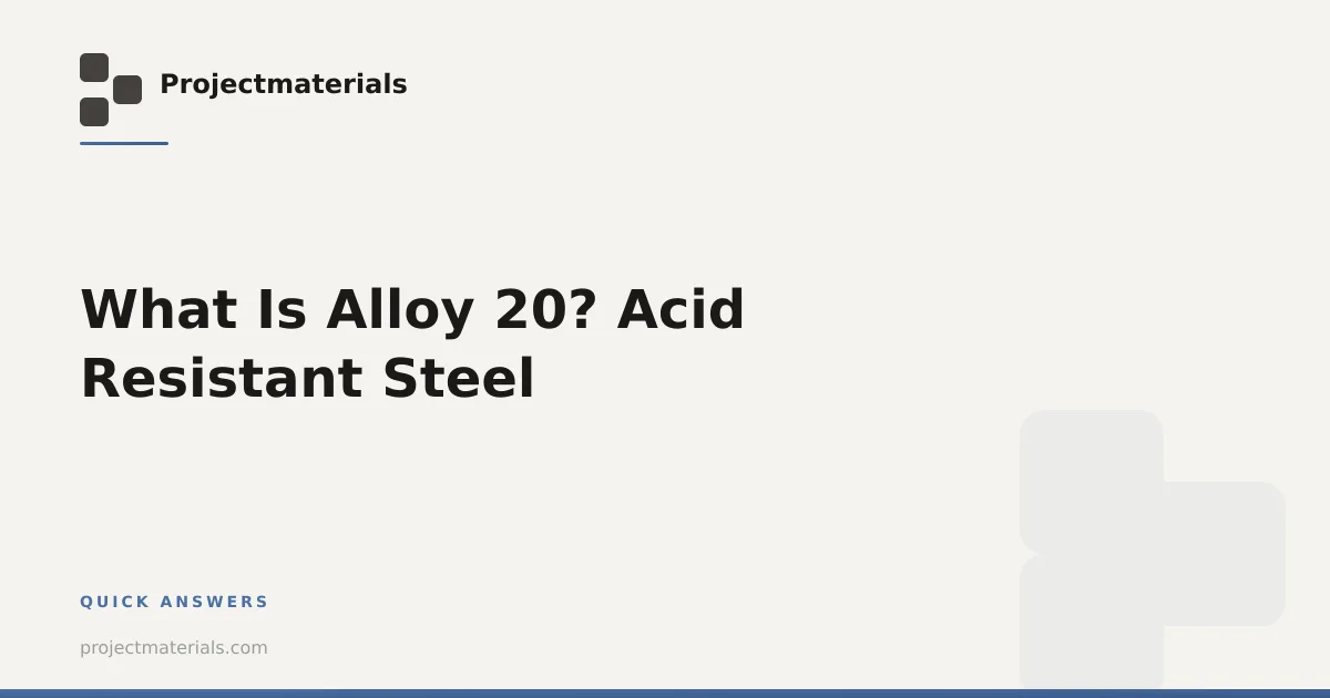 What Is Alloy 20? Acid Resistant Steel | Projectmaterials